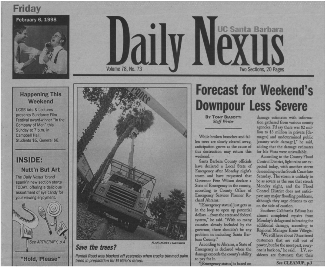 Headline History – The 1998 Winter Storm in Santa Barbara: Past and ...